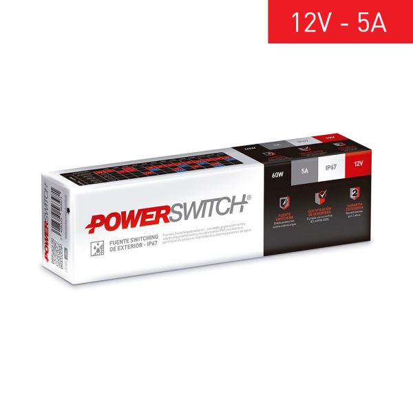 FUENTE DE ALIMENTACION POWERSWITCH 12V 5A GABINETE METALICO IP67 P ...